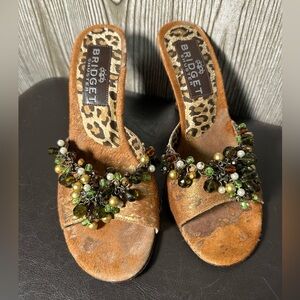 Bridget Shuster | Shoes | Calf Hair Beaded Open Toe Heels Sz 8 | Poshmark